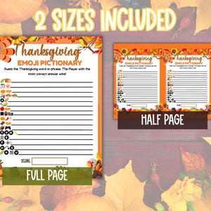 Thanksgiving Emoji Pictionary | Thanksgiving Printable Game ...