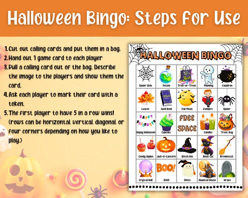 Halloween Bingo, 20 Bingo Cards, Halloween Activity, Kids Halloween ...