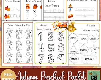 Thanksgiving Preschool Packet, Preschool Worksheets, Fall Activity for ...