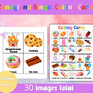 Candyland Bingo, Candy Theme Game, 20 Bingo Cards, Kids Candy Game ...