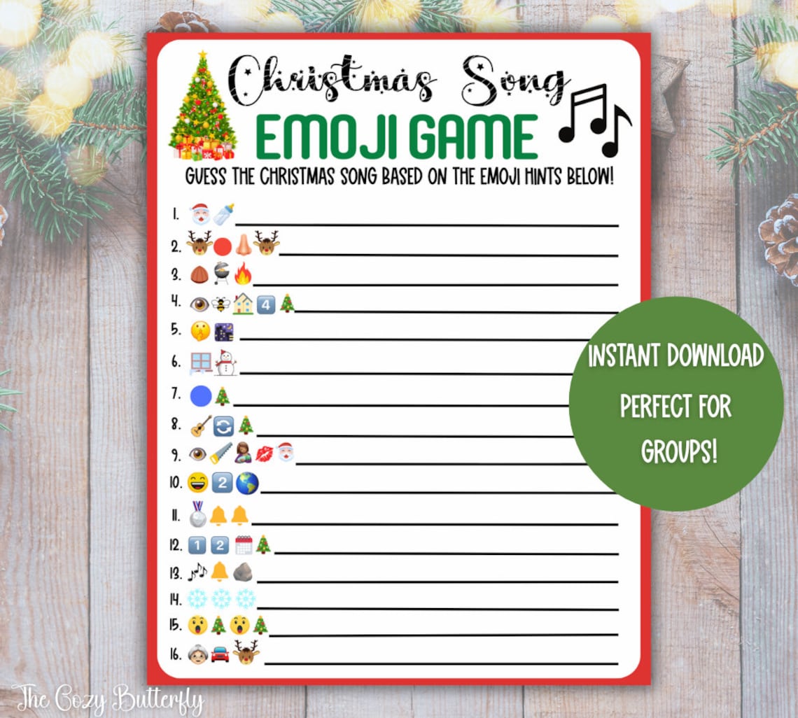 Christmas Emoji Pictionary | Christmas Songs | Christmas Printable Game ...