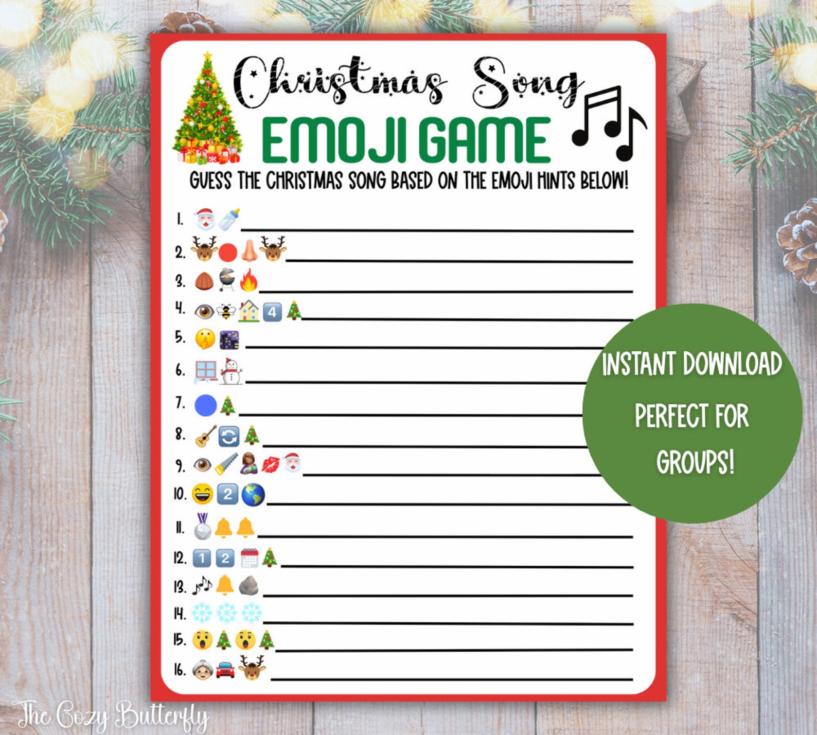 Christmas Emoji Pictionary | Christmas Songs | Christmas Printable Game ...