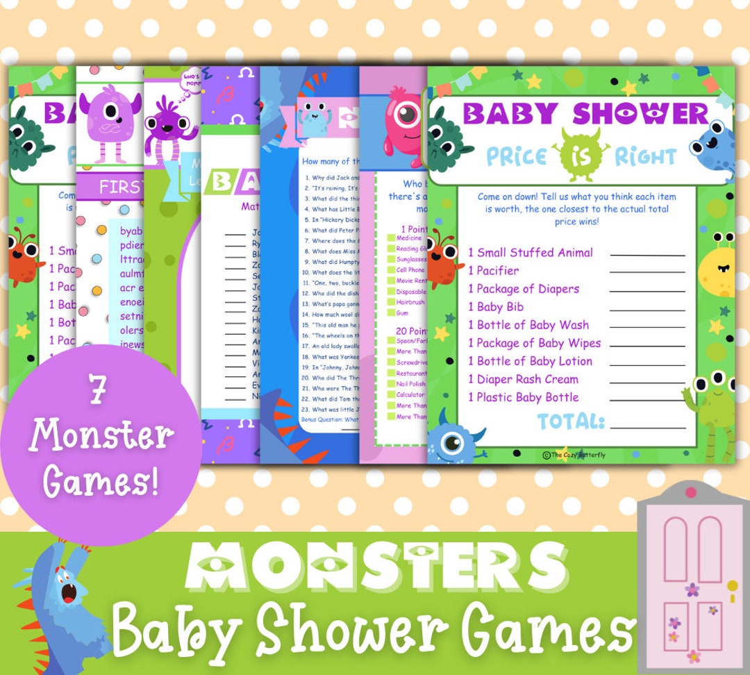 Monsters Baby Shower Games, Printable Monster Baby Shower Games ...