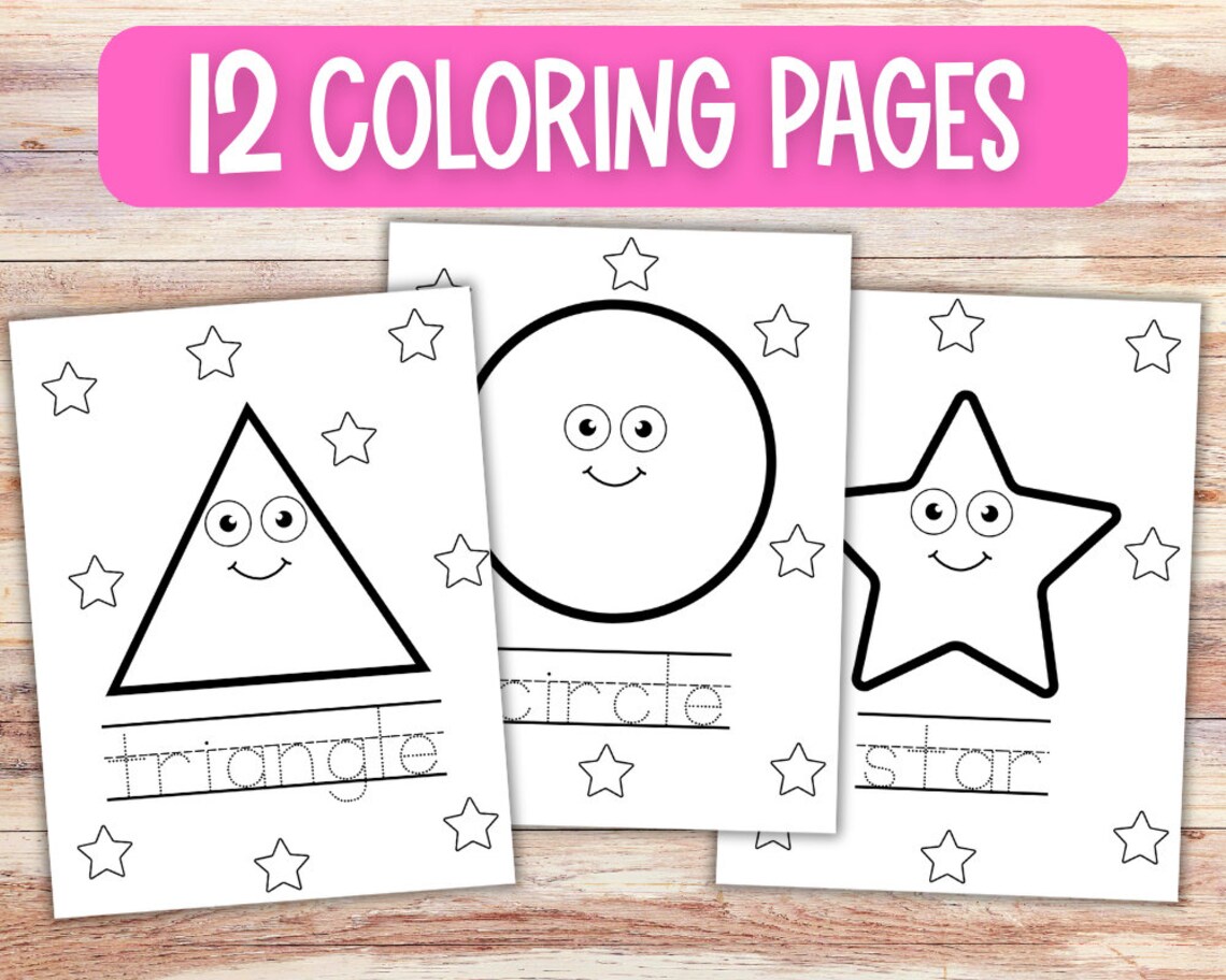 12 Printable Shapes Coloring Pages, Worksheet for Kids, Preschool ...