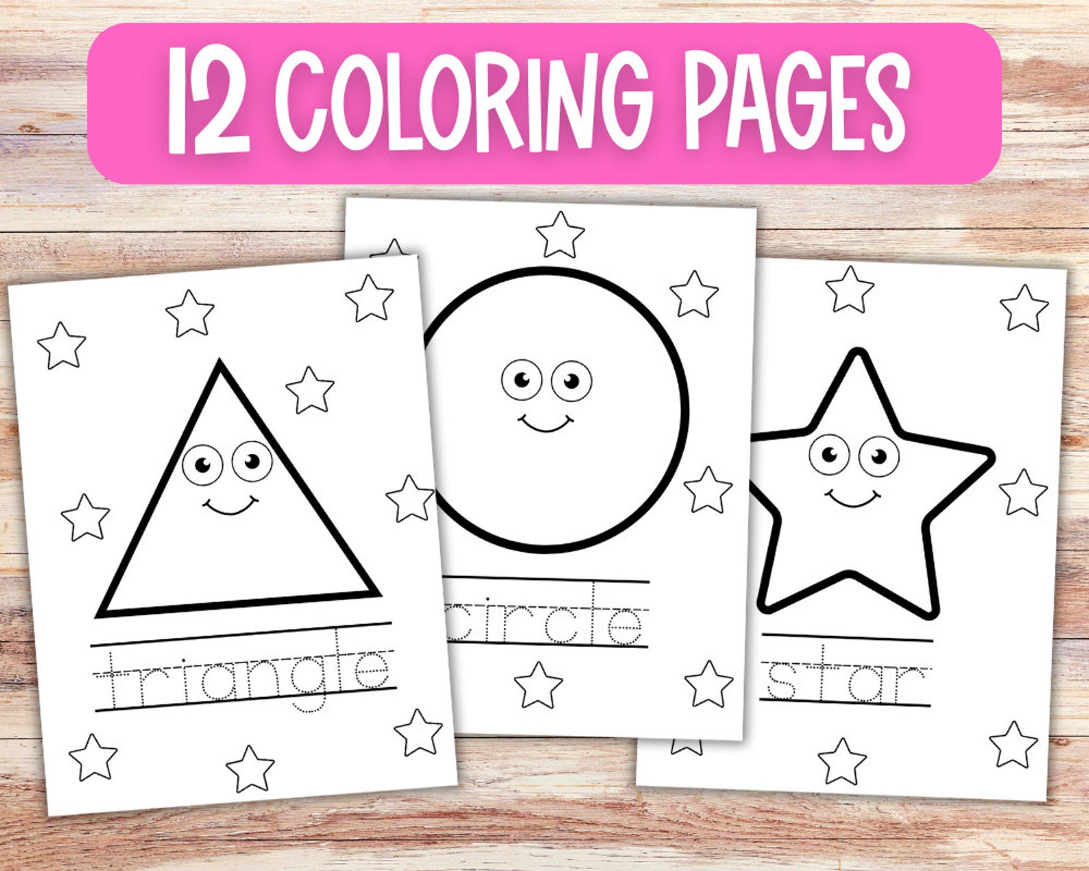 12 Printable Shapes Coloring Pages, Worksheet for Kids, Preschool ...