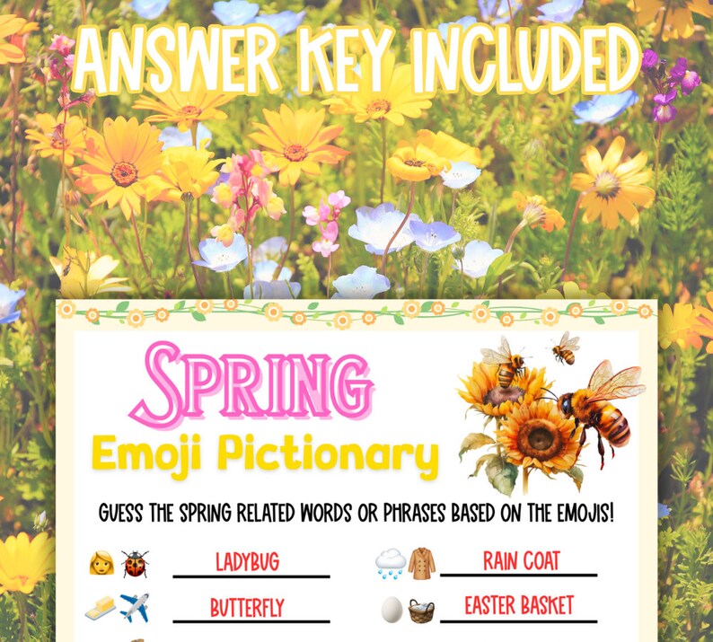 Spring Emoji Pictionary Game Printable Springtime Games Spring ...