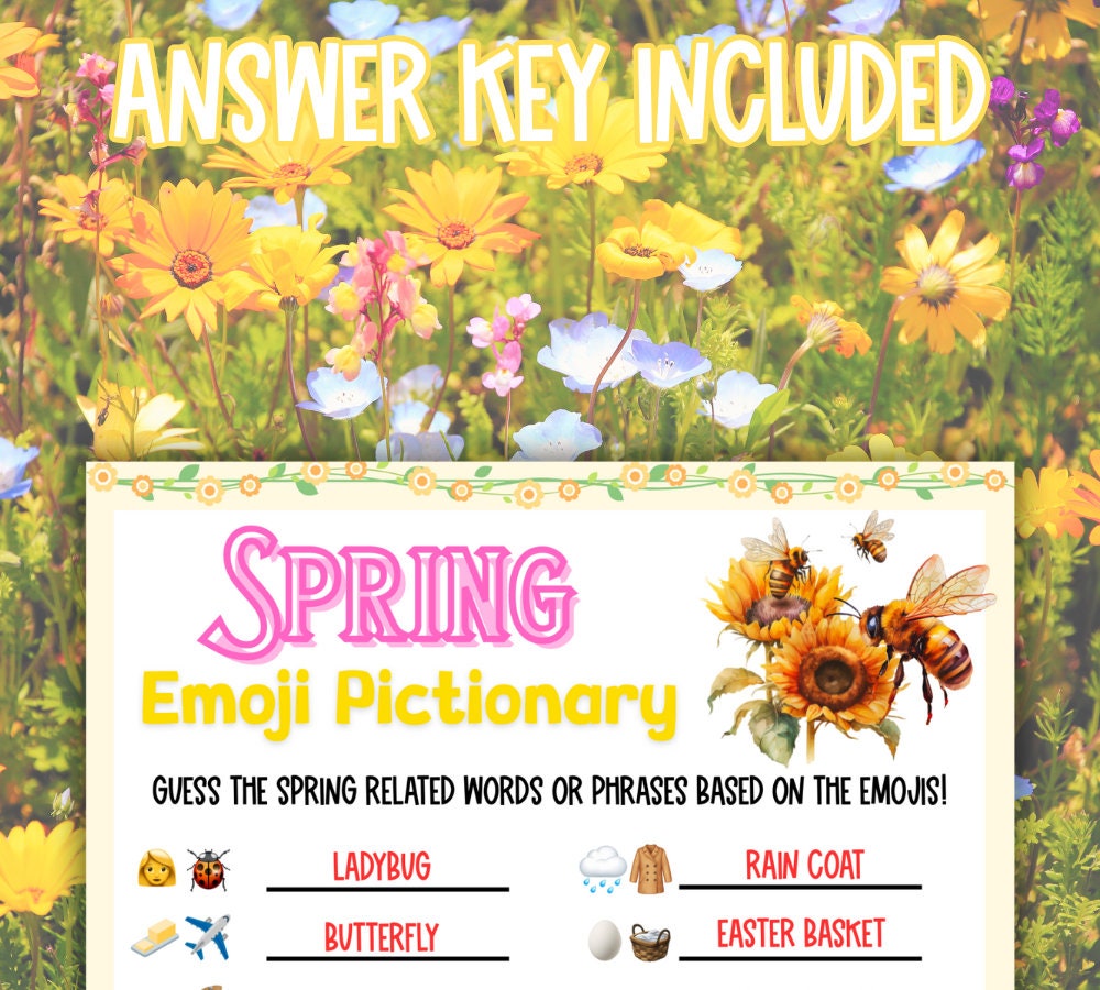 Spring Emoji Pictionary Game Printable Springtime Games Spring ...