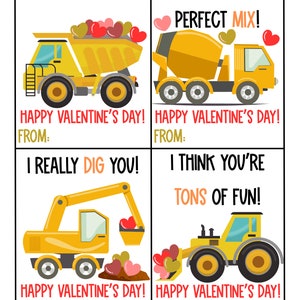 Construction Valentine's Day Cards, Printable Valentines Day Cards ...