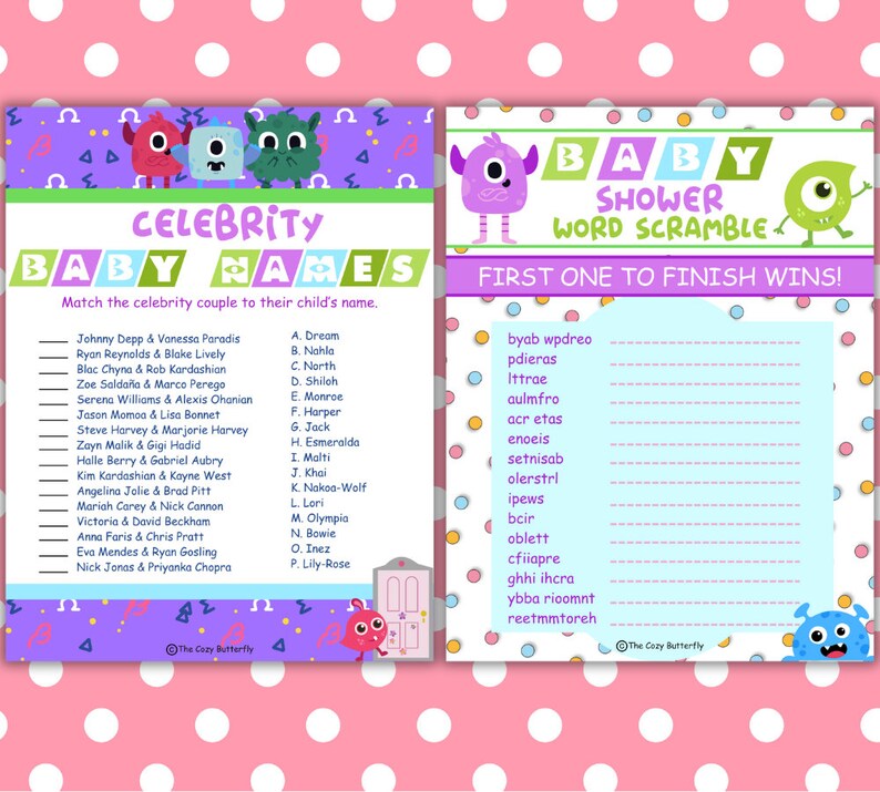 Monsters Baby Shower Games, Printable Monster Baby Shower Games ...