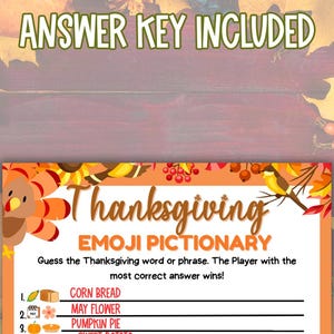 Thanksgiving Emoji Pictionary | Thanksgiving Printable Game ...