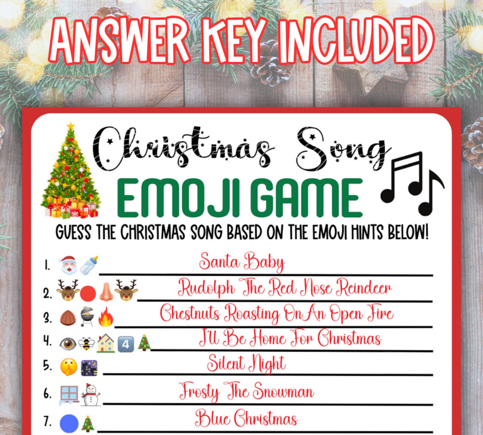 Christmas Emoji Pictionary | Christmas Songs | Christmas Printable Game ...
