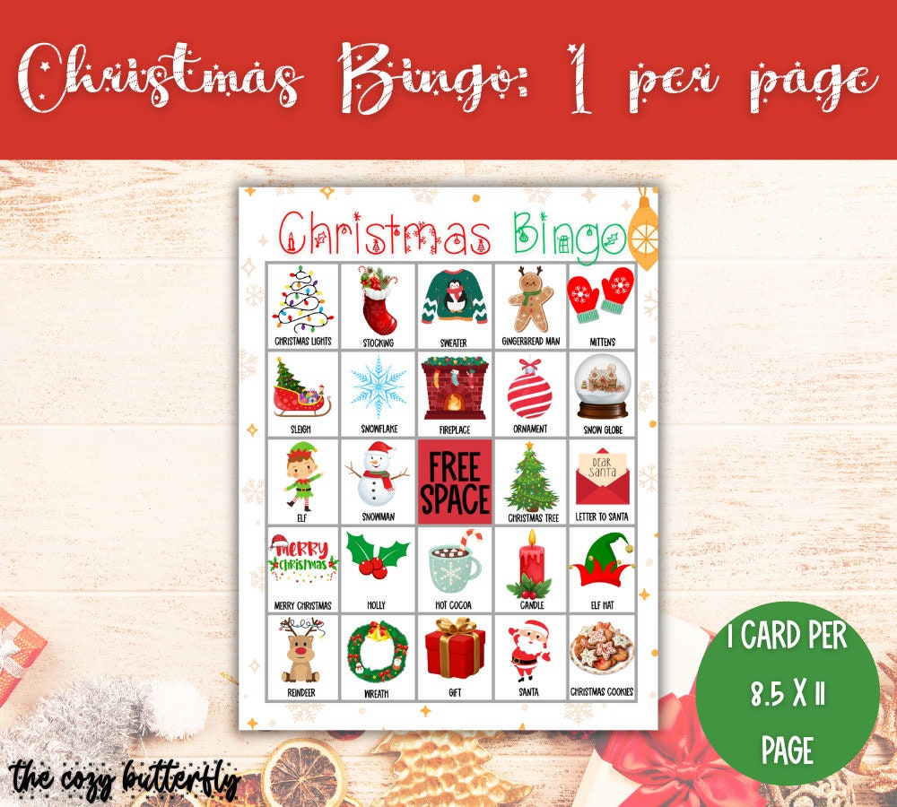 Christmas BINGO Game for Kids and Adults | Christmas Printable Games ...