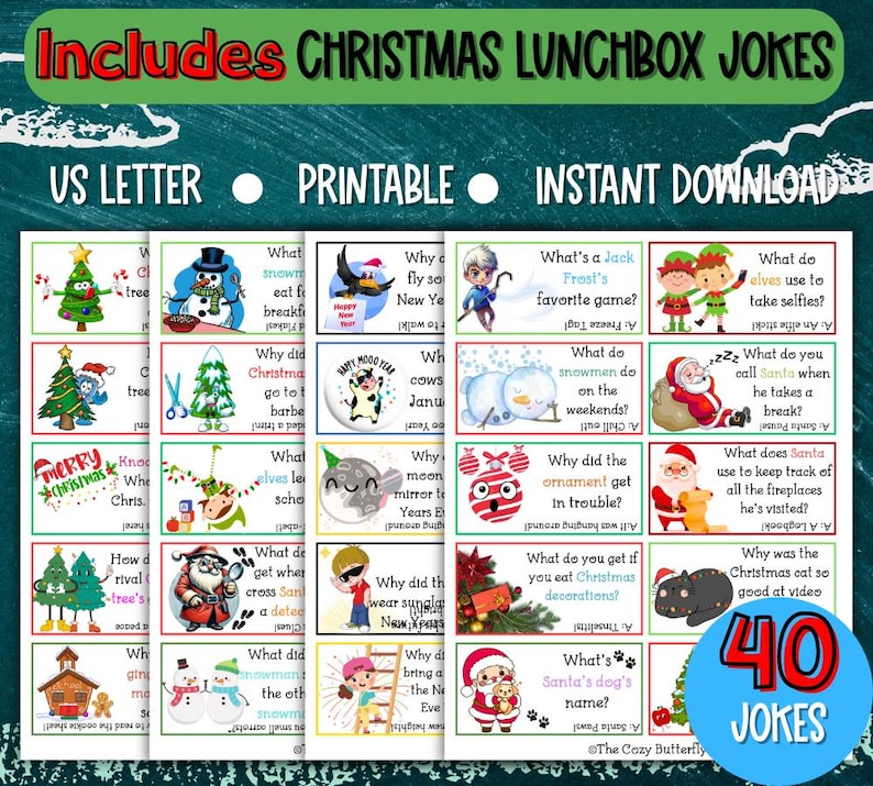 Lunch Box Jokes for Kids, Printable Lunch Notes, Lunchbox Joke Cards ...