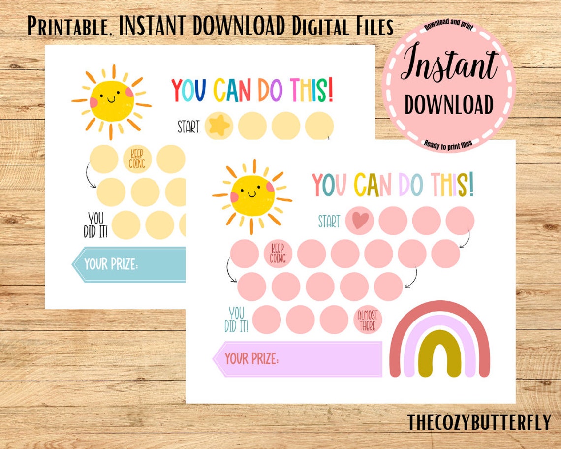 Printable Reward Chart, Behavior Chart, Sticker Chart, Colorful Reward ...