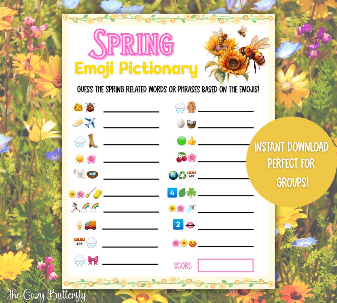 Spring Emoji Pictionary Game Printable Springtime Games Spring ...