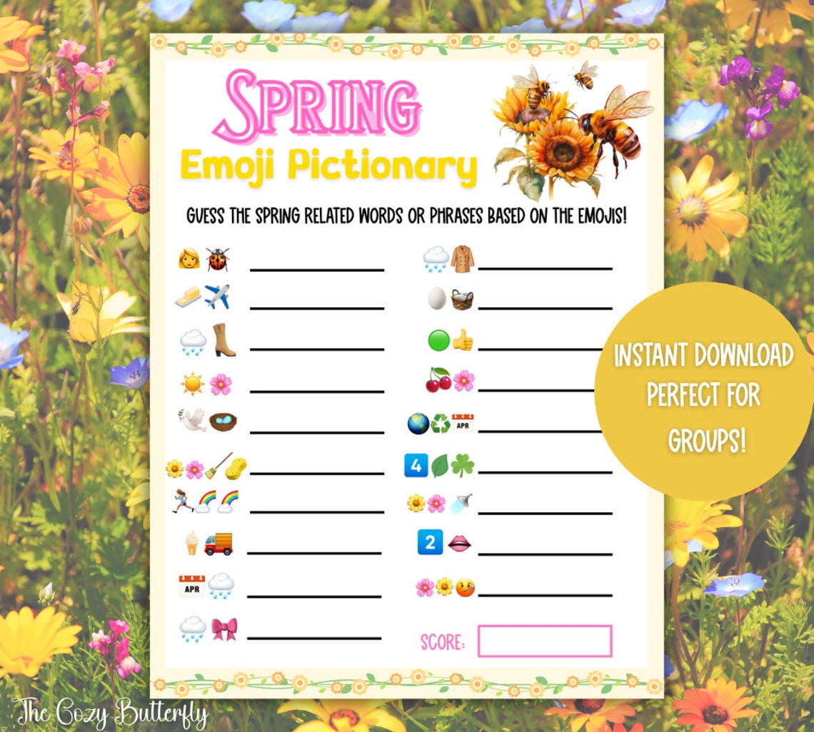 Spring Emoji Pictionary Game Printable Springtime Games Spring ...