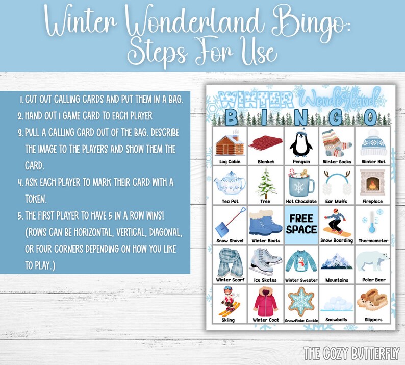 Printable Winter Bingo, 20 Winter Bingo Cards, Winter Activity for Kids ...