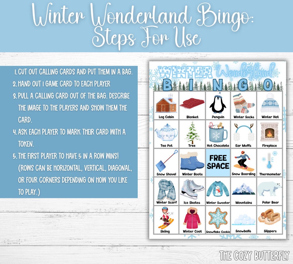 Printable Winter Bingo, 20 Winter Bingo Cards, Winter Activity for Kids ...