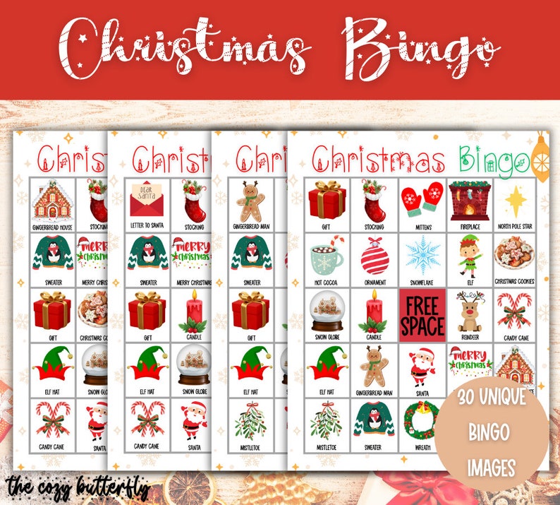Christmas BINGO Game for Kids and Adults | Christmas Printable Games ...