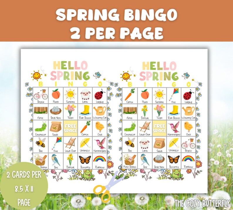 20 Spring Bingo Cards Printable Game, Spring Bingo Kids Classroom ...