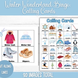Printable Winter Bingo, 20 Winter Bingo Cards, Winter Activity for Kids ...