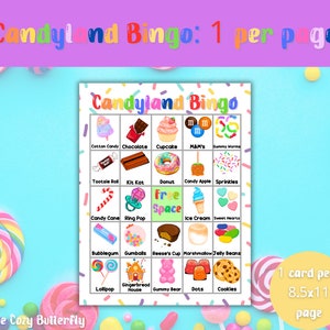 Candyland Bingo, Candy Theme Game, 20 Bingo Cards, Kids Candy Game ...