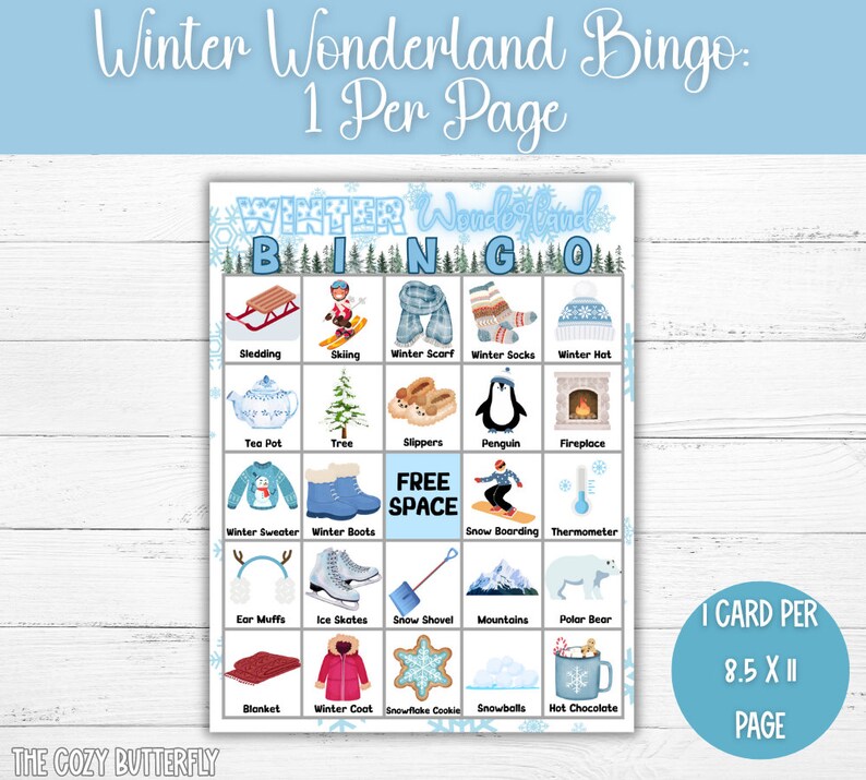 Printable Winter Bingo, 20 Winter Bingo Cards, Winter Activity for Kids ...