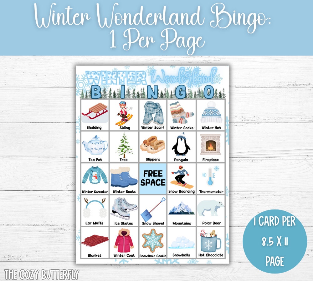 Printable Winter Bingo, 20 Winter Bingo Cards, Winter Activity for Kids ...