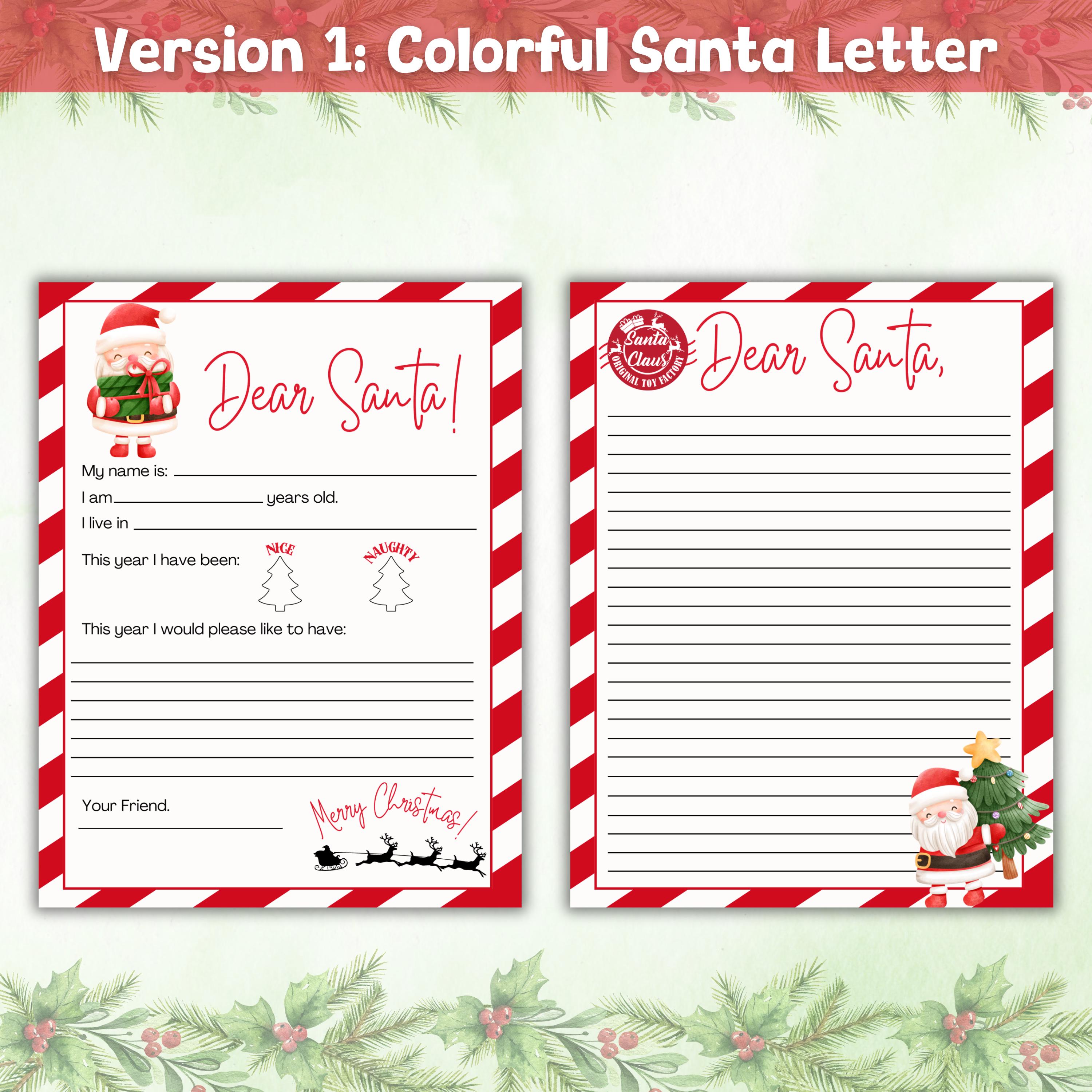 Santa Letter Printable, Kids Letter to Santa, Letter to Santa Template ...