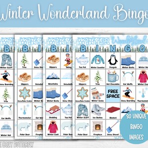 Printable Winter Bingo, 20 Winter Bingo Cards, Winter Activity for Kids ...