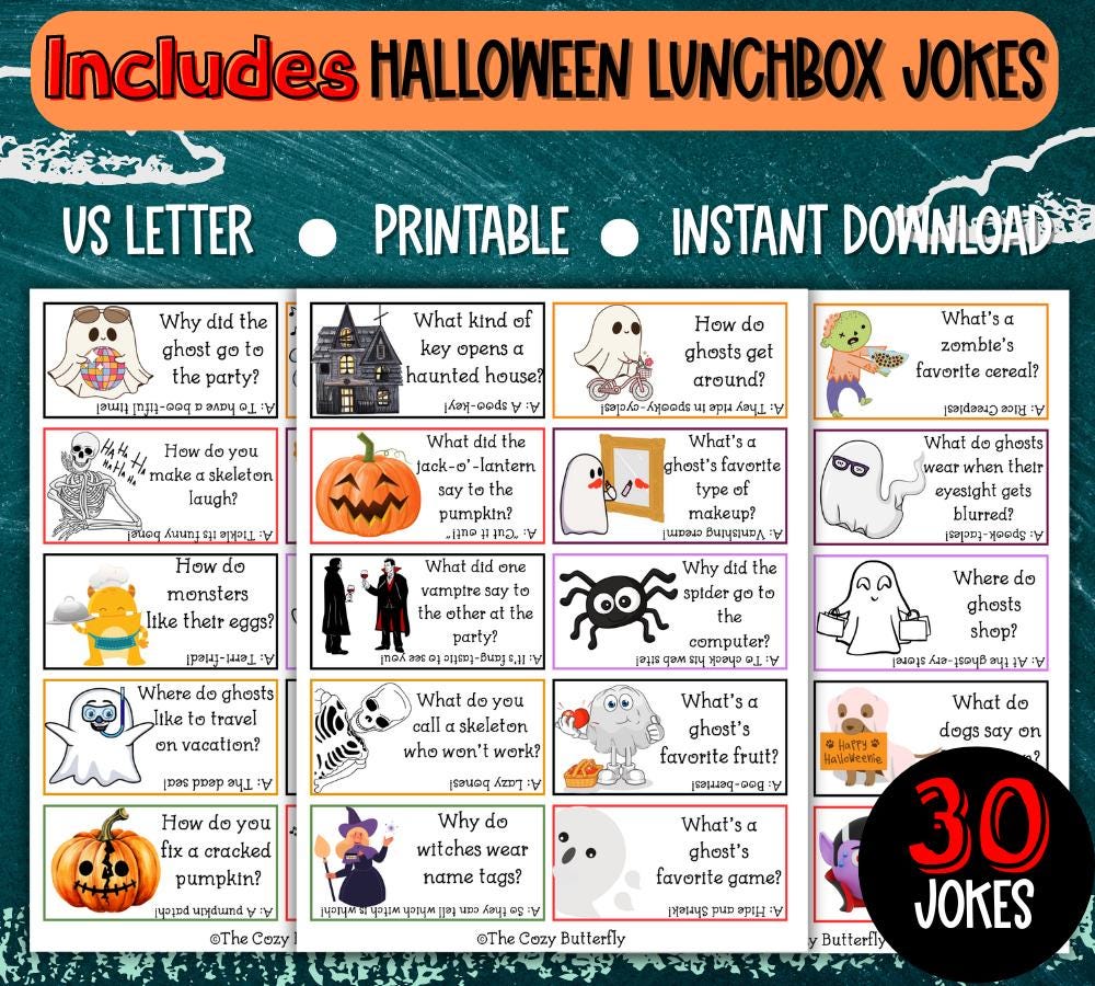 Lunch Box Jokes for Kids, Printable Lunch Notes, Lunchbox Joke Cards ...