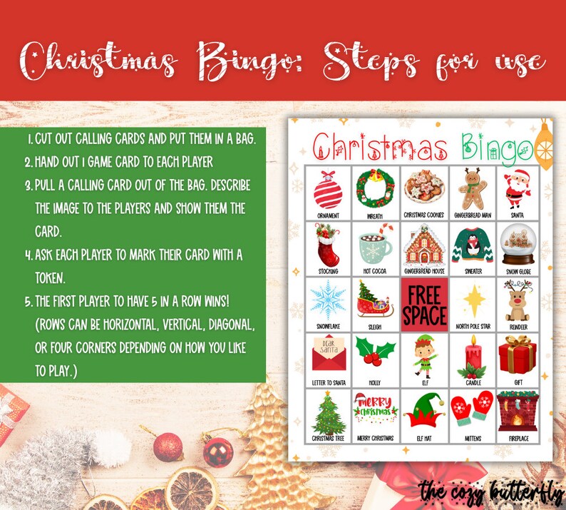 Christmas BINGO Game for Kids and Adults | Christmas Printable Games ...