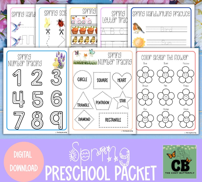 Spring Preschool Packet, Preschool Worksheets, Preschool Printable ...