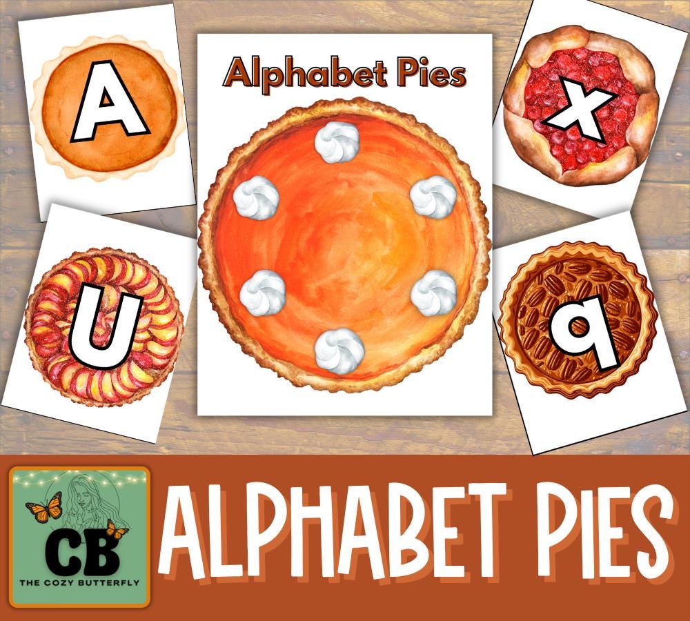 Alphabet Pies, Fall Activity for Kids, Toddler Activity, Homeschool ...