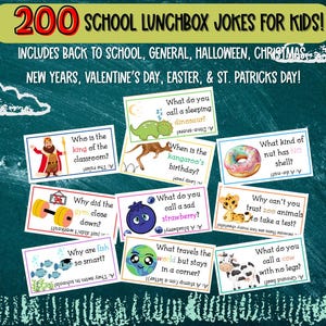 Lunch Box Jokes for Kids, Printable Lunch Notes, Lunchbox Joke Cards ...