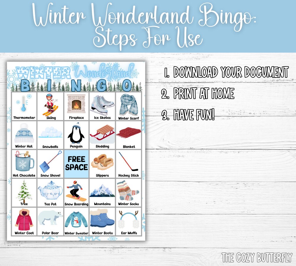 Printable Winter Bingo, 20 Winter Bingo Cards, Winter Activity for Kids ...