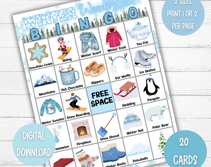 Winter Wonderland Bingo! Printable Winter Bingo Game. 24 Card Bingo Set ...