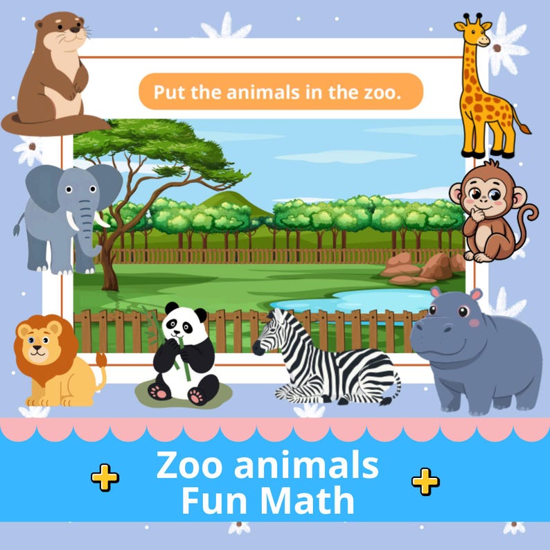Zoo Animals Math Activity, Counting Number Matching Printable (digital ...