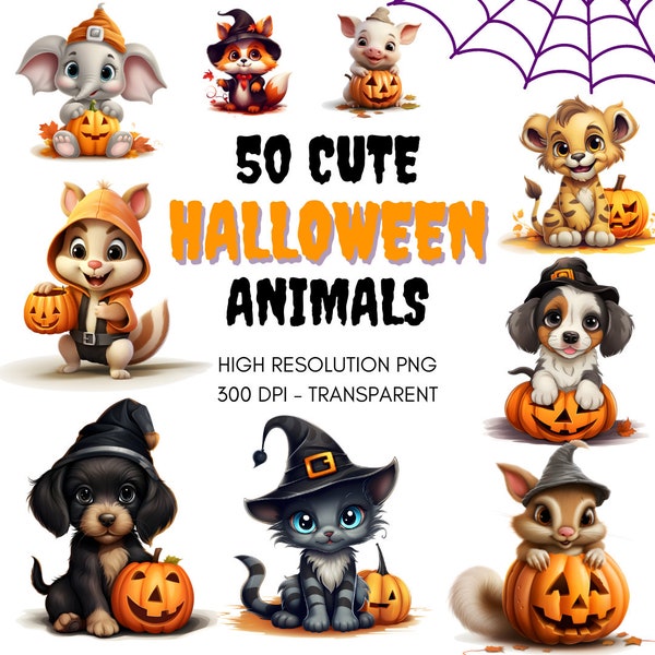 Halloween Animals Clipart - Etsy