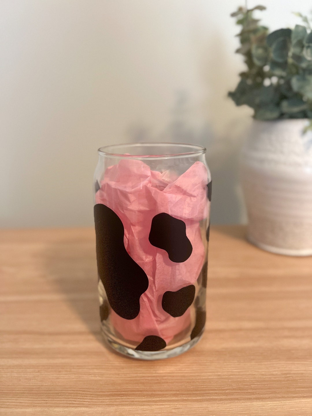 Cow Print Glass Cup Cow Print Iced Coffee Cup Glass Cup Gifts for Her ...