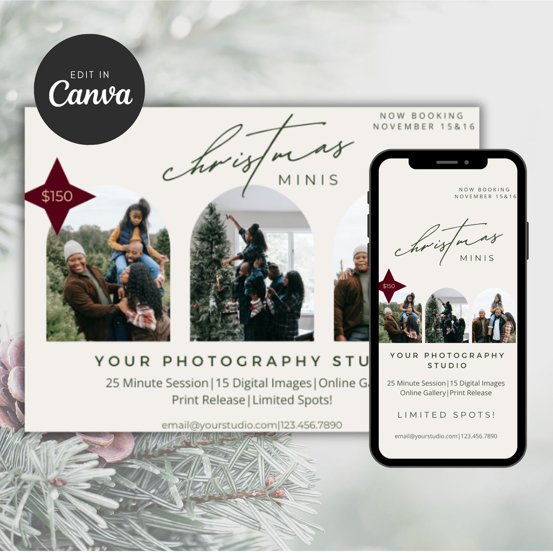 Christmas Mini Session Template, Instagram Template, Holiday Mini ...