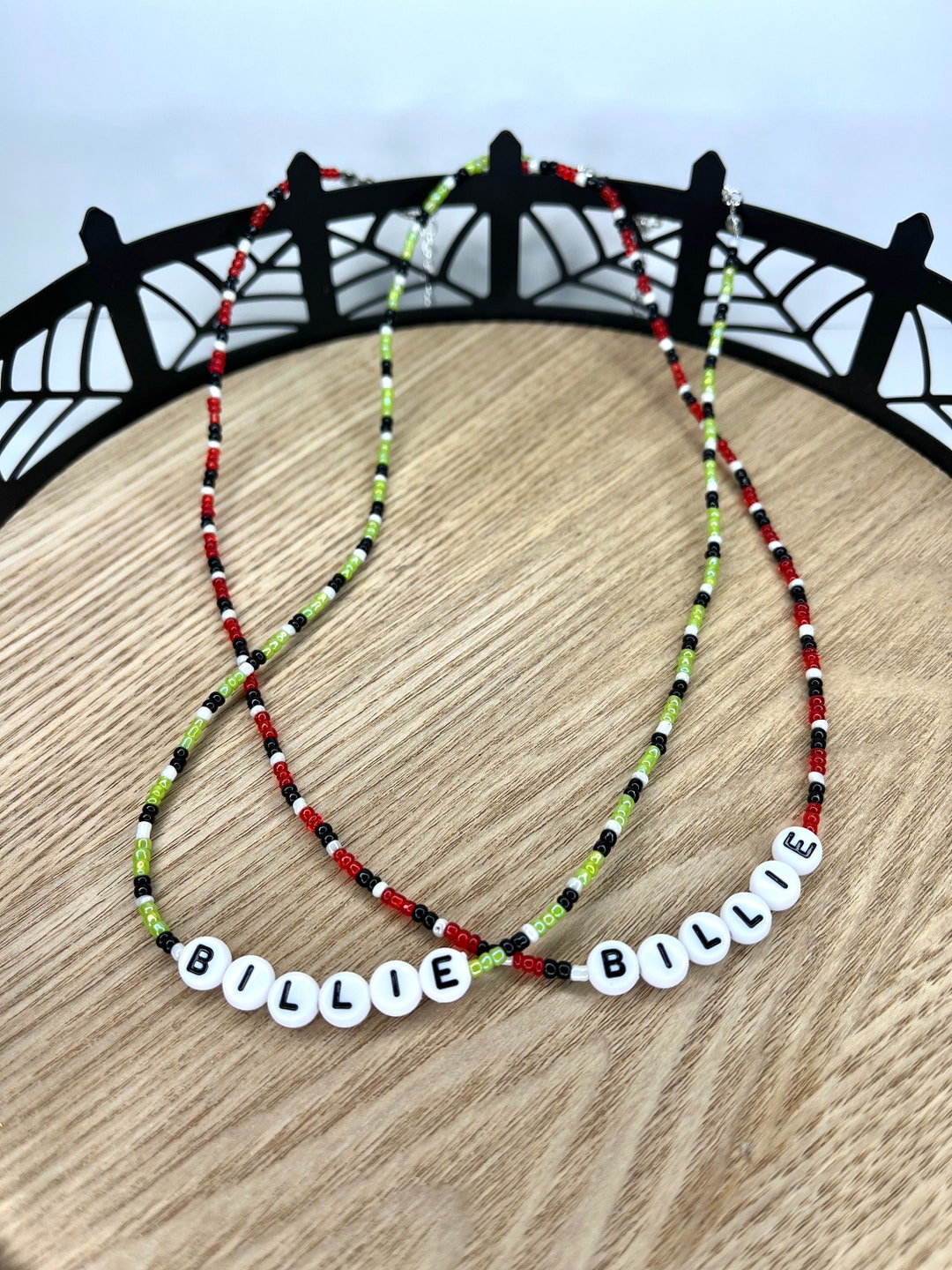 BILLIE Beaded Necklace, Red and Green Options, Minimalistic Dainty ...