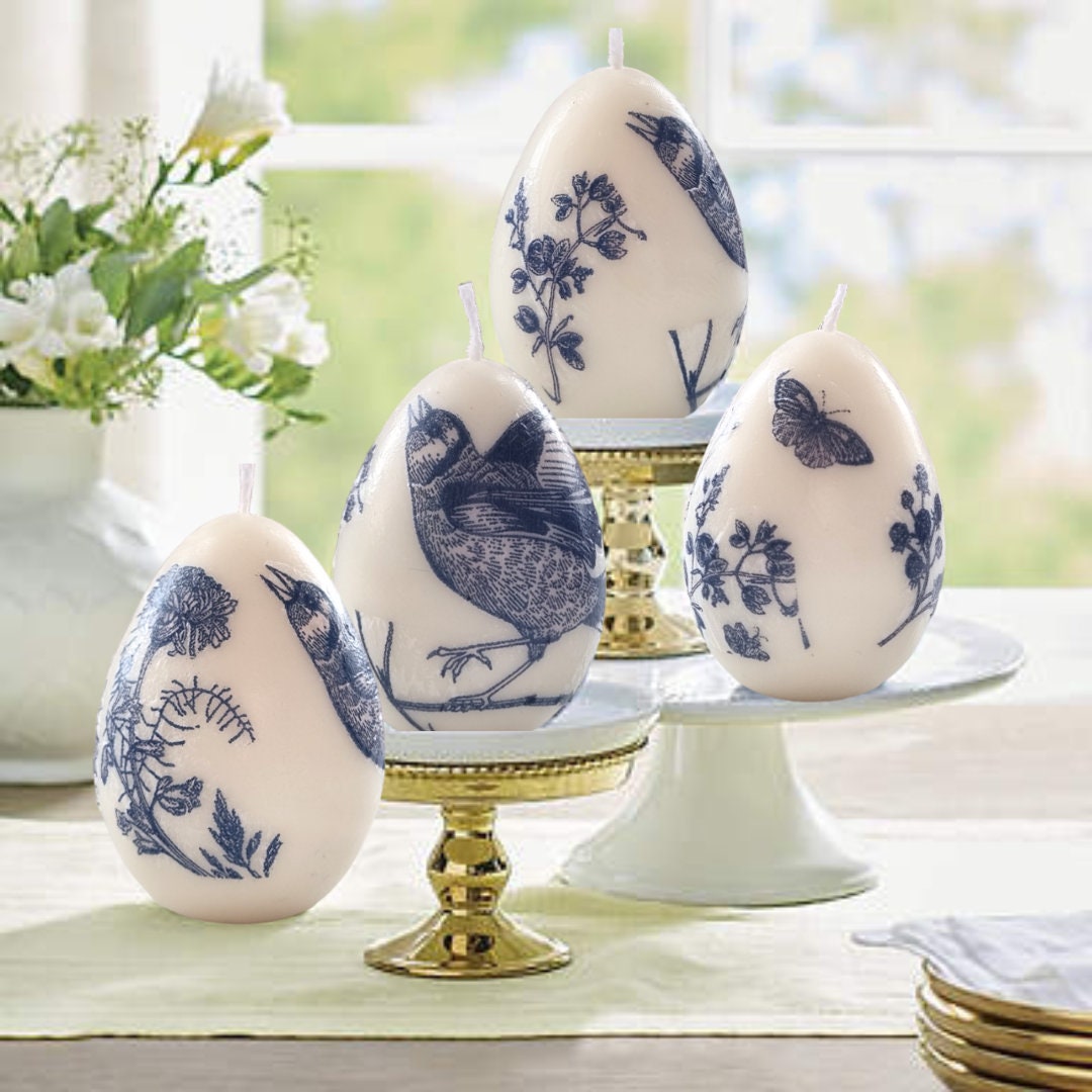 Set of 4, Egg Candles, Easter Egg Soy Candles With Ceramic Design ...