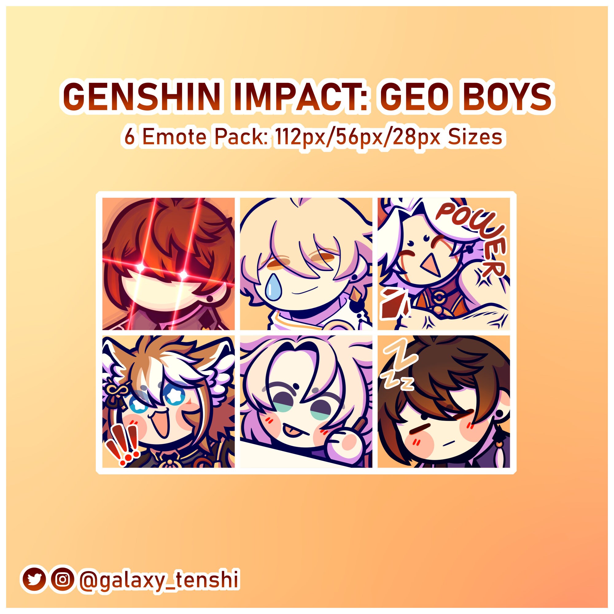 6 Emote Pack || Genshin Impact: Geo Boys - Etsy