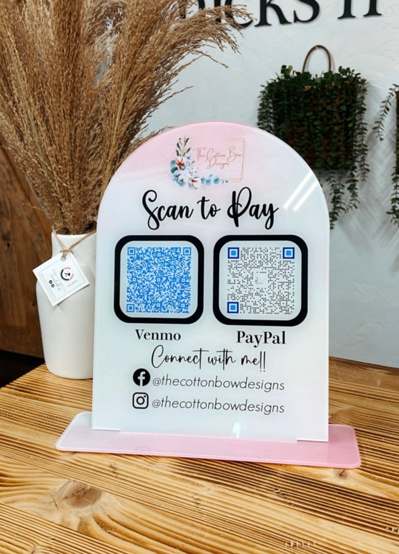 Acrylic Social Media Large Scannable Qr Code Scan to Pay Connect With ...
