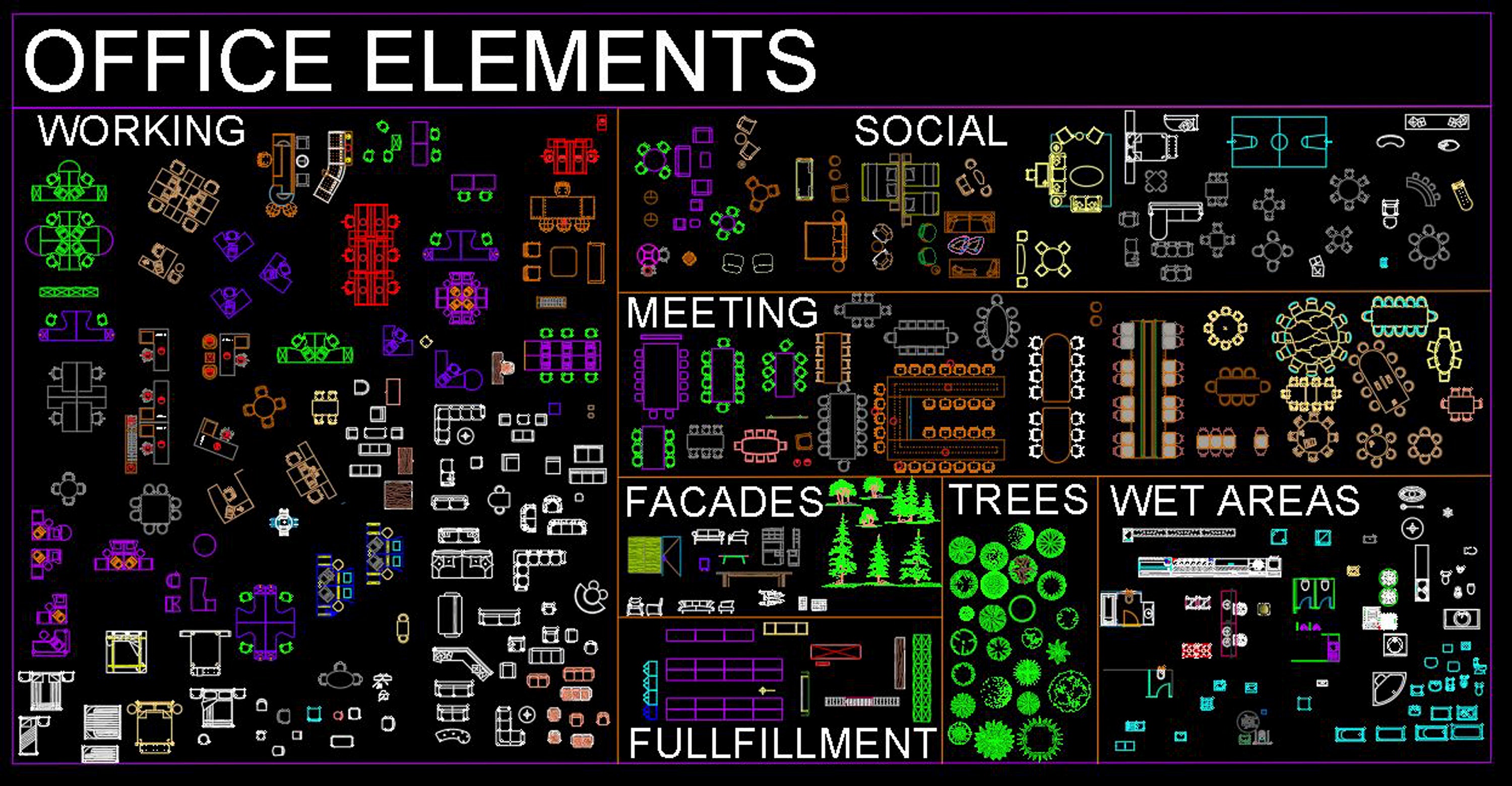Big Autocad Office Set for Drawing All Kind of Projects Autocad Blocks ...