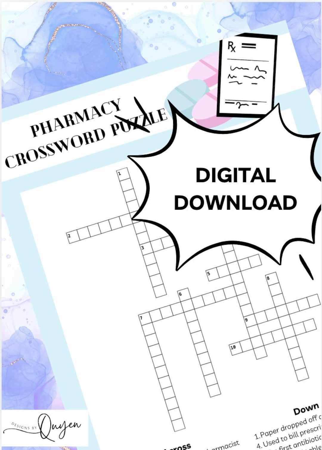 Pharmacy Crossword Puzzle - Etsy