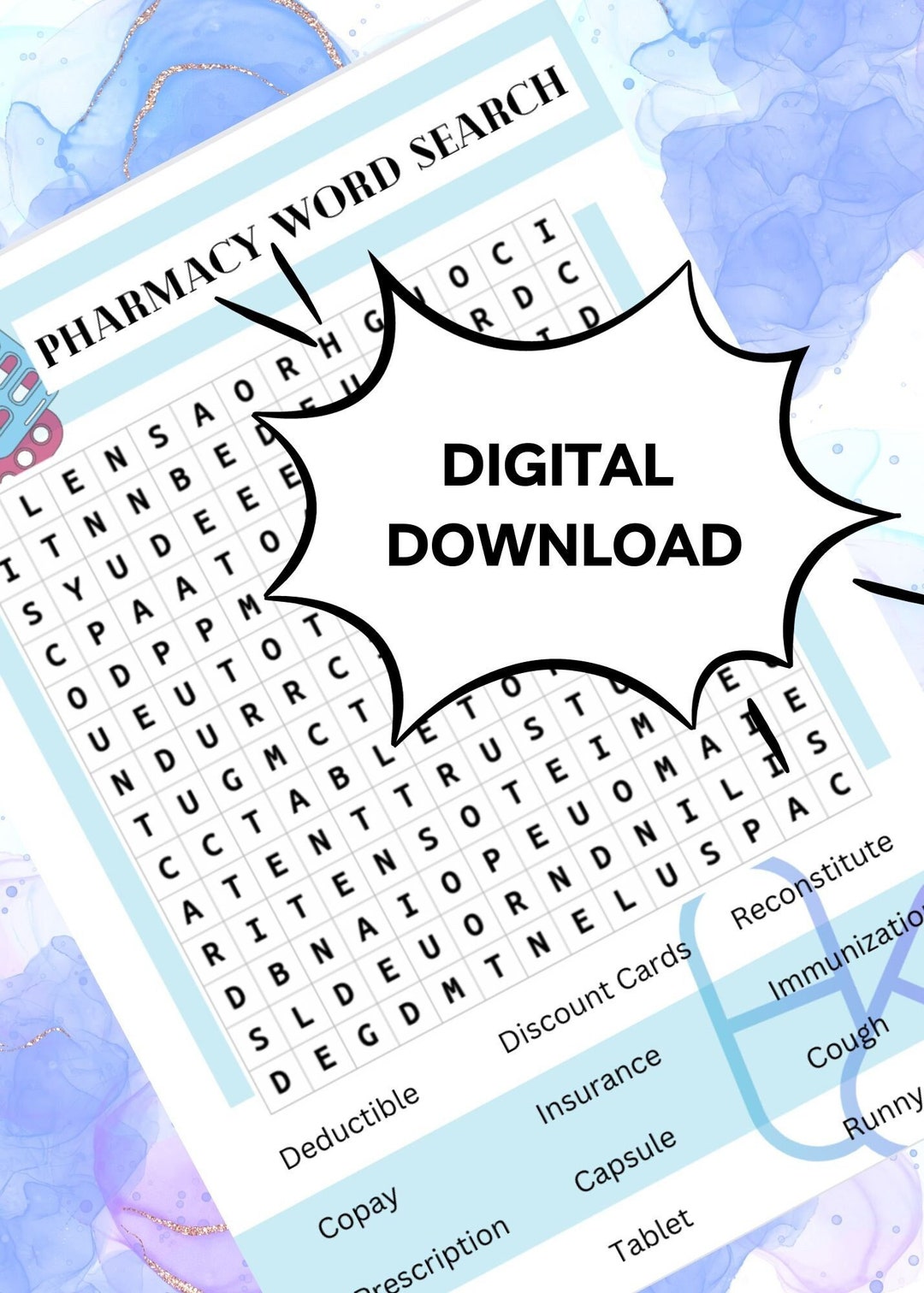 Pharmacy Word Search Game (Instant Download) - Etsy
