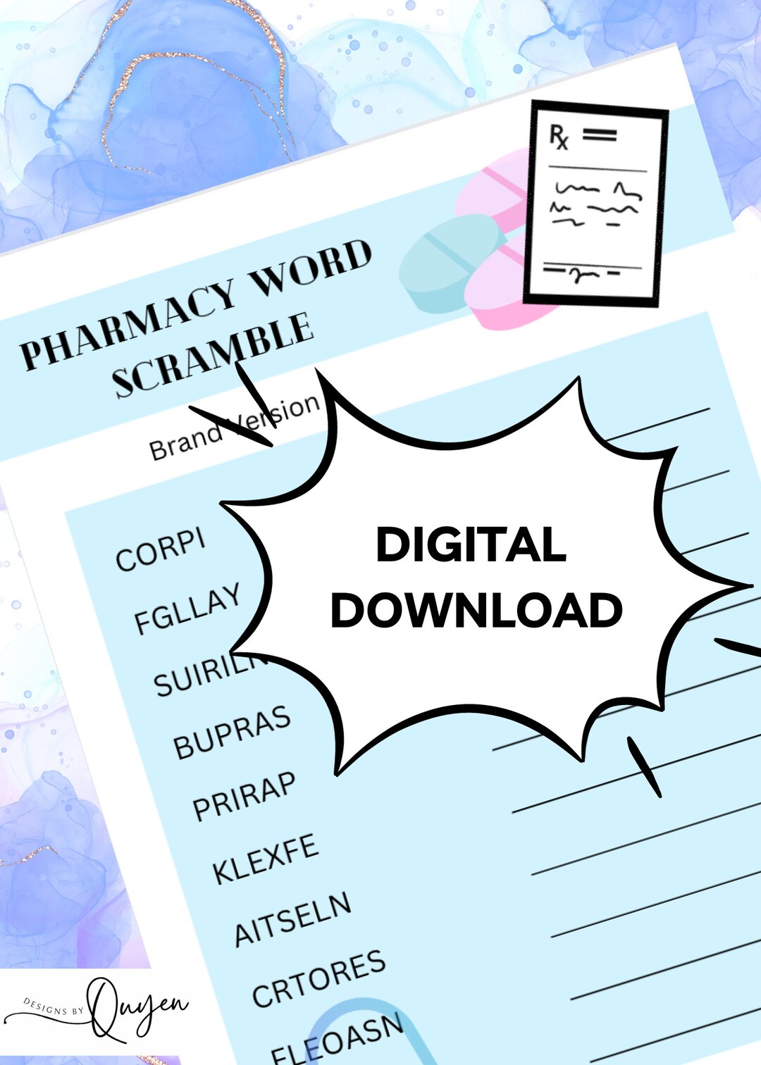 Pharmacy Word Scramble BRAND - Etsy