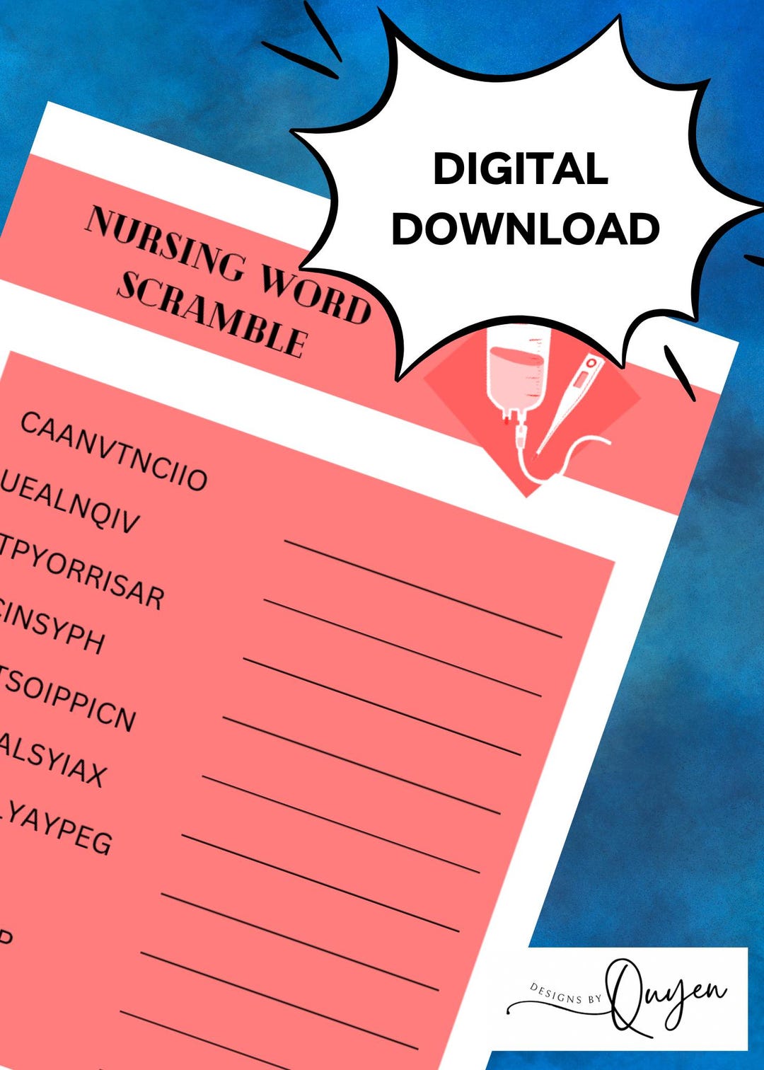 Nursing Word Scramble - Etsy